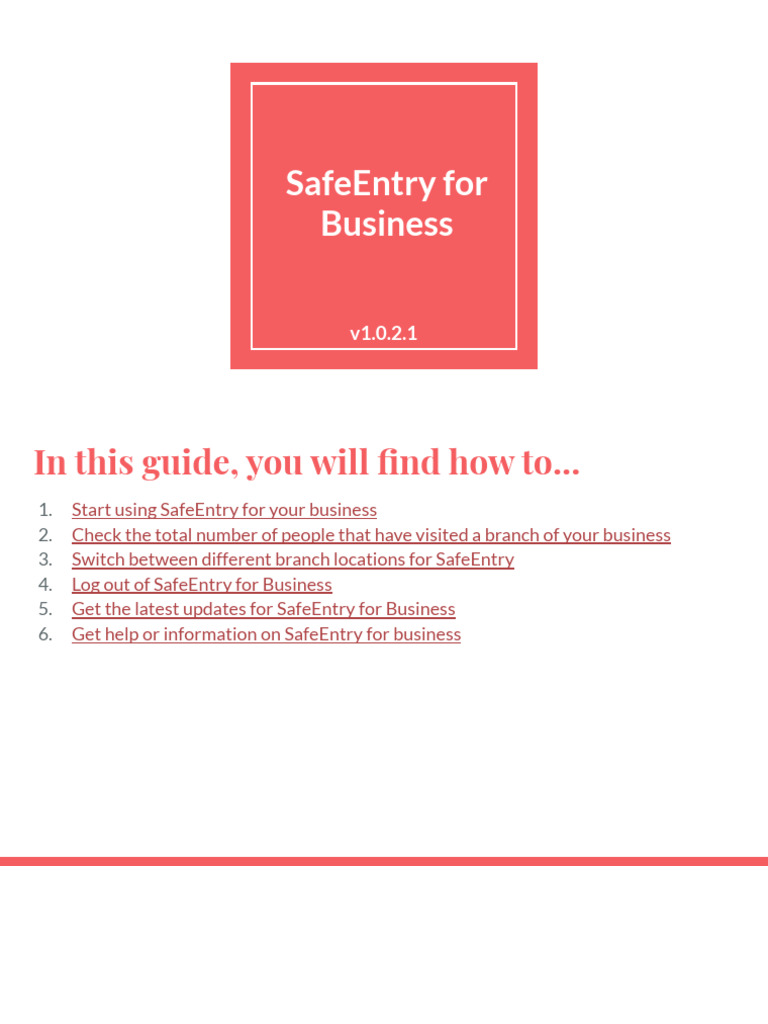 SafeEntry For Business User Guide v1.0.2.1 | PDF | Ios | Android ...