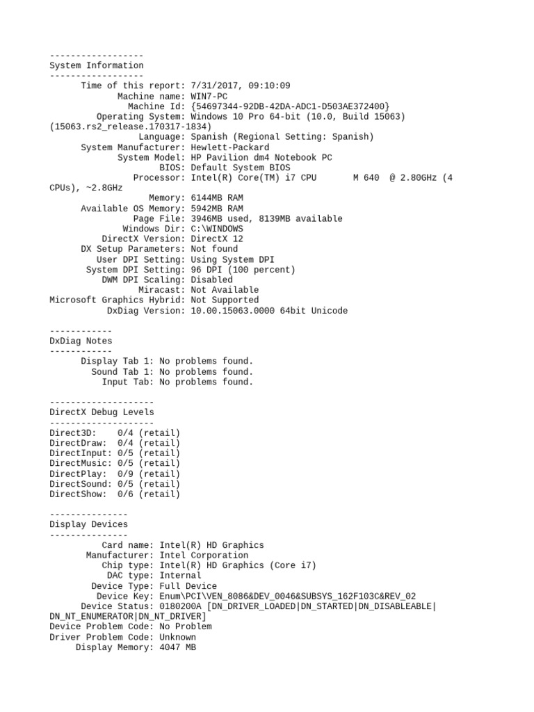 DX Diag | PDF | Device Driver | Software