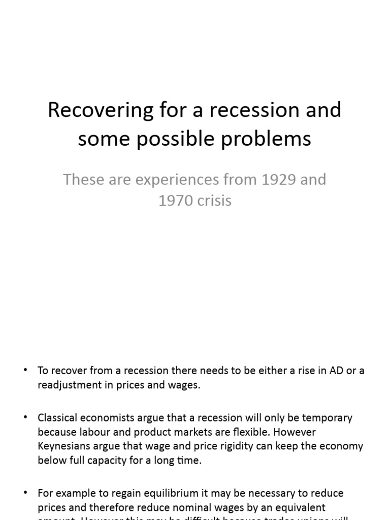 Recovering For A Recession and Some Possible Problems | PDF | Recession ...