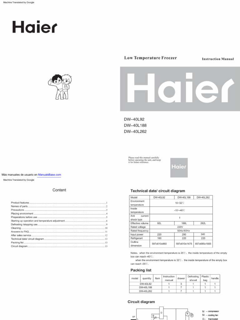 Haier Freezer DW-40L92 ES | Descargar gratis PDF | Residuos | Vertedero