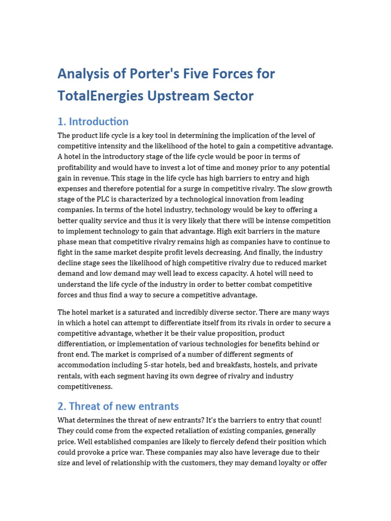 Analysis of Porter's Five Forces For TotalEnergies Upstream Sector ...
