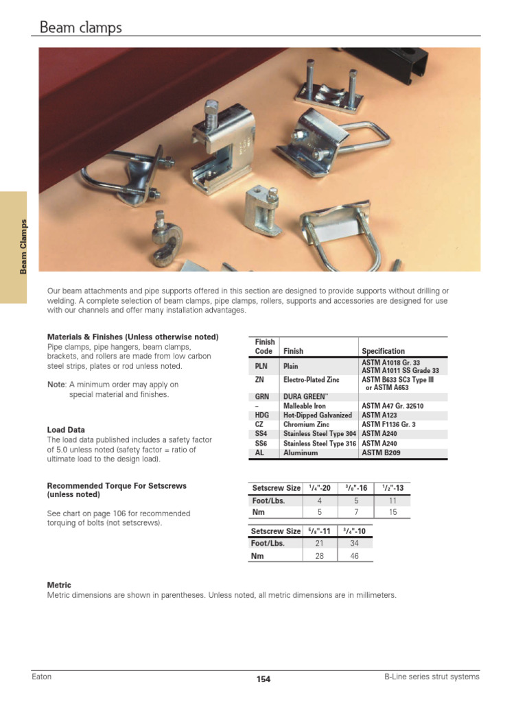 Beam Clamps Section From Strut Catalog | PDF | Pipe (Fluid Conveyance ...