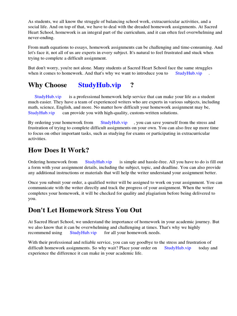 Sacred Heart School Homework | PDF | Homework