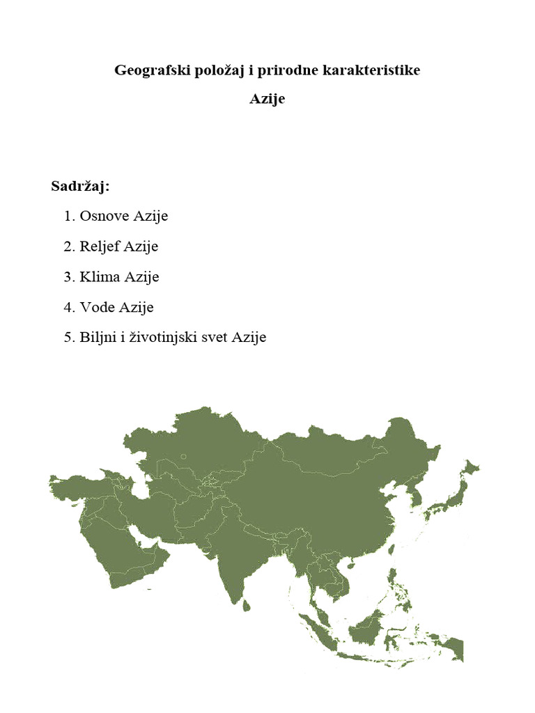Geografski Položaj I Prirodne Karakteristike Azije | PDF