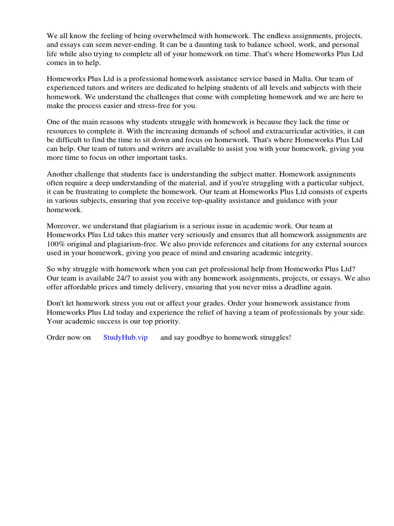 Homeworks Plus LTD Malta | PDF | Homework | Advertising