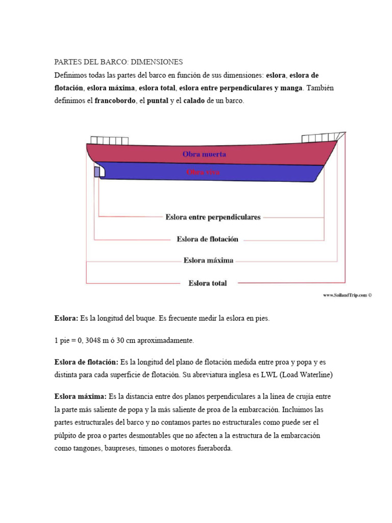 Partes Del Barco: Dimensiones | PDF | Buques | Tonelada