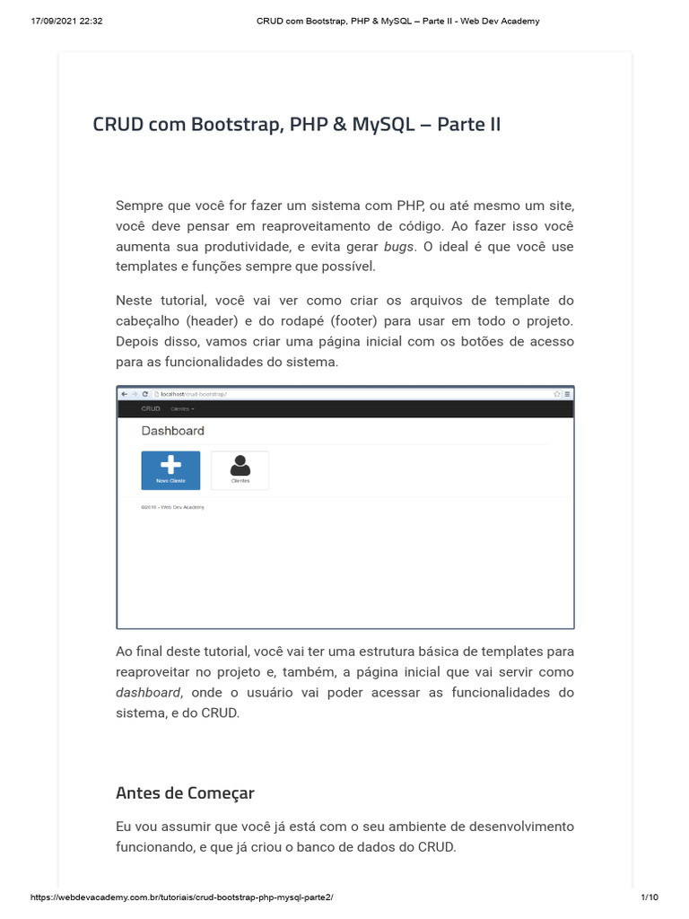 Crud Com Bootstrap Php And Mysql Parte Ii Web Dev Academy Pdf