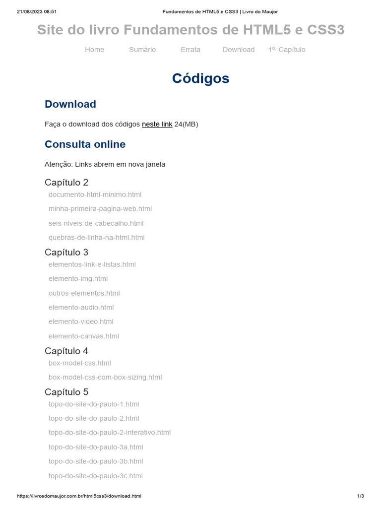 Fundamentos de HTML5 e CSS3 - Livro Do Maujor | PDF