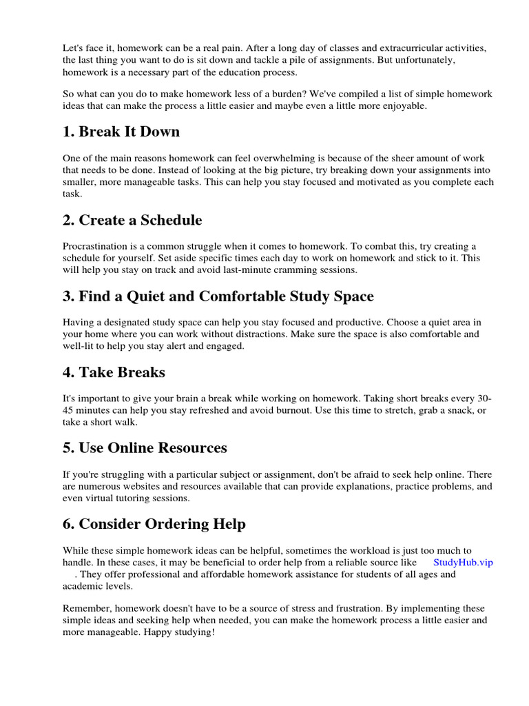 Simple Homework Ideas Pdf Homework Phoneme