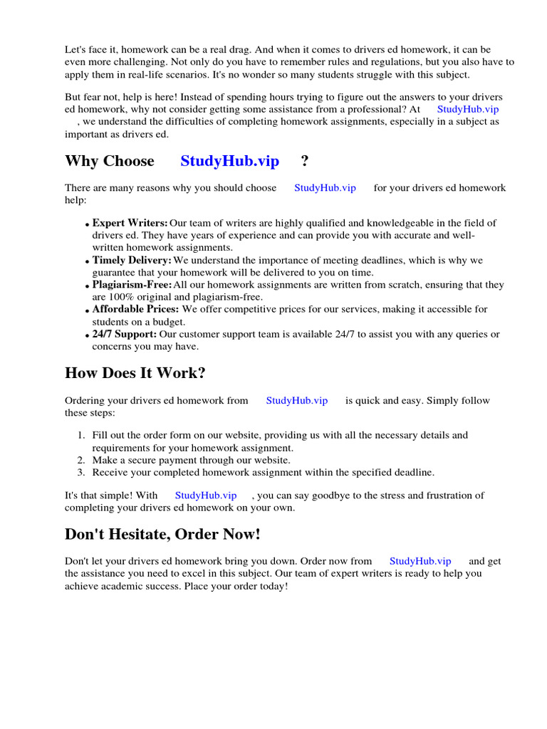 My Drivers Ed Homework | PDF | Department Of Motor Vehicles | Homework