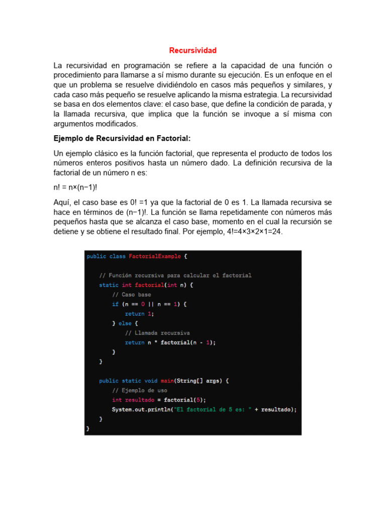 Recursividad: Conceptos y Aplicaciones | PDF | Recursividad | Iteración