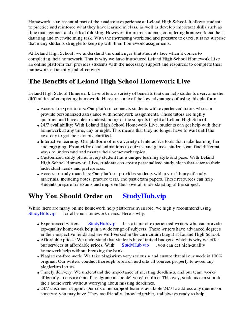 Leland High School Homework Live | PDF | Homework | Learning