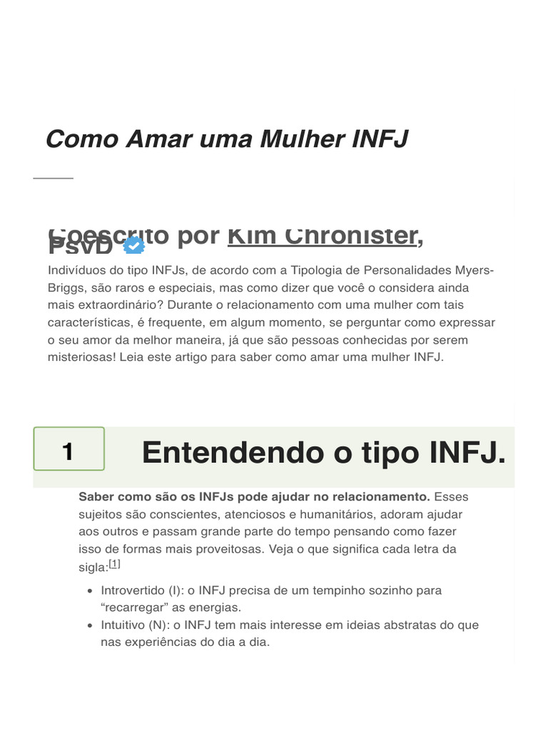 12 Formas de Amar Uma Mulher INFJ | PDF | Amor | Publicidade