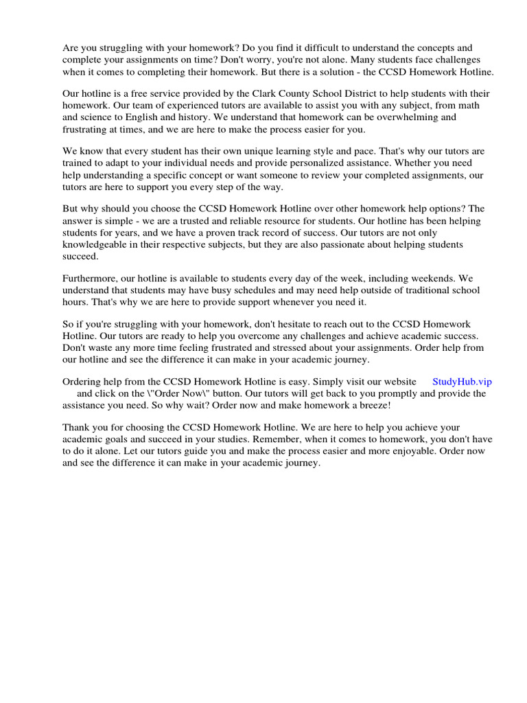 CCSD Homework Hotline | PDF | Homework