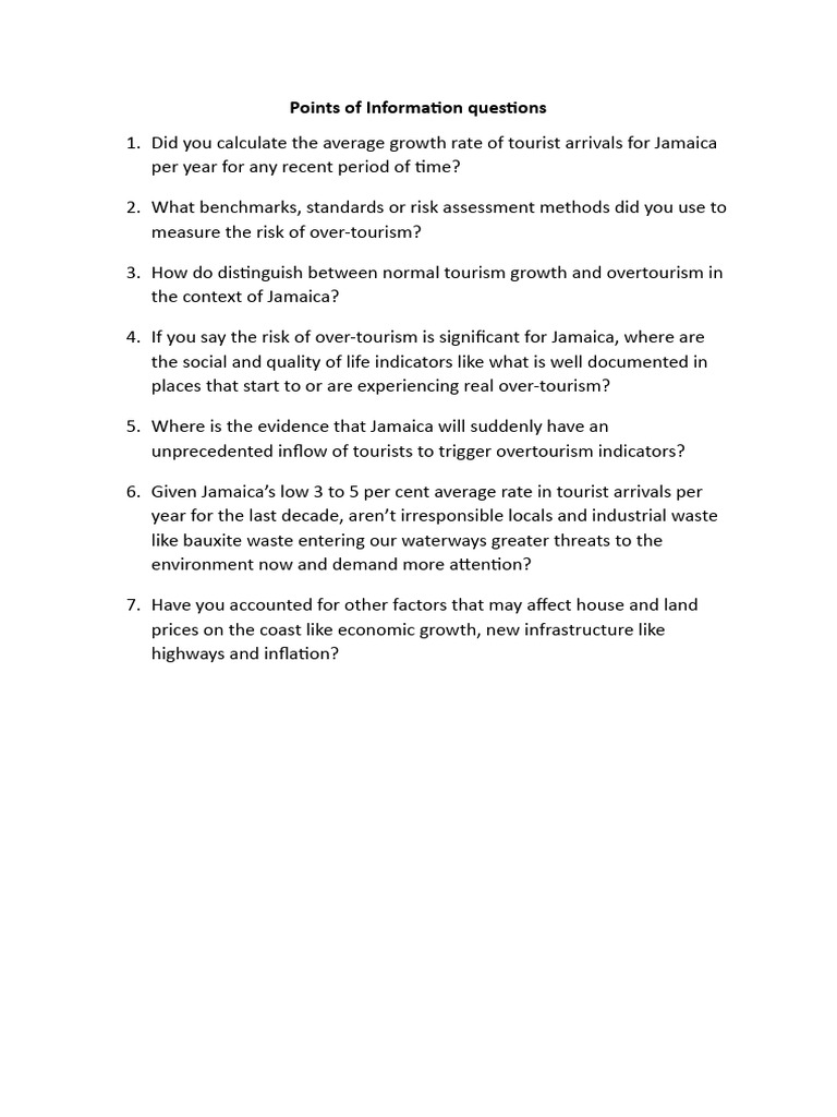 Points of Information Questions | PDF