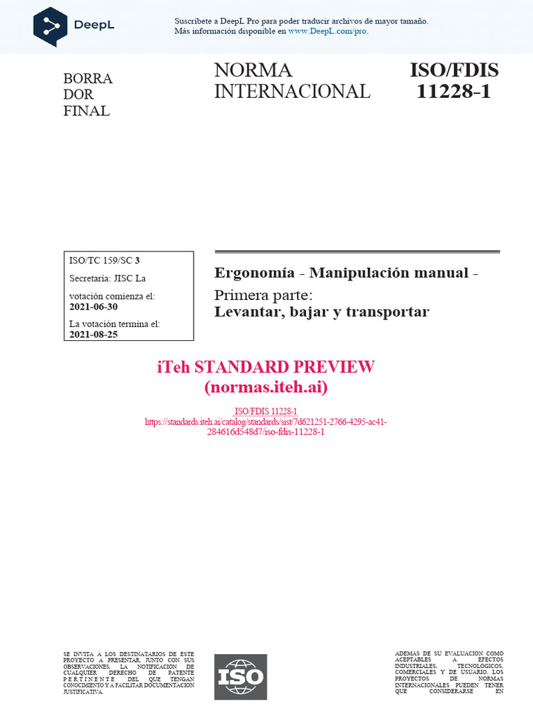 ISO-FDIS-11228-1 Es | PDF | Factores humanos y ergonomía | Organización ...
