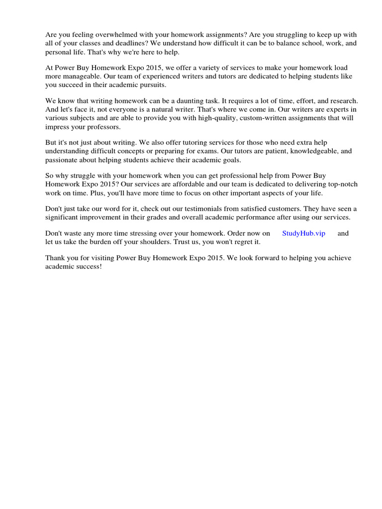 Power Buy Homework Expo 2015 | PDF | Thesis | Essays