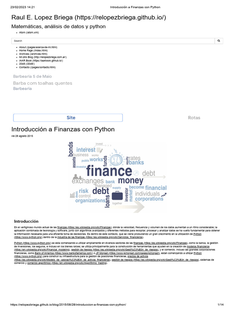 Python en Finanzas: Introducción y Aplicaciones | PDF | Tasa interna de ...