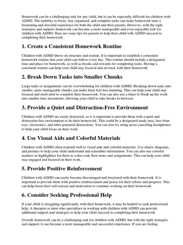 Homework Tips For Parents Adhd | PDF | Homework | Attention Deficit ...