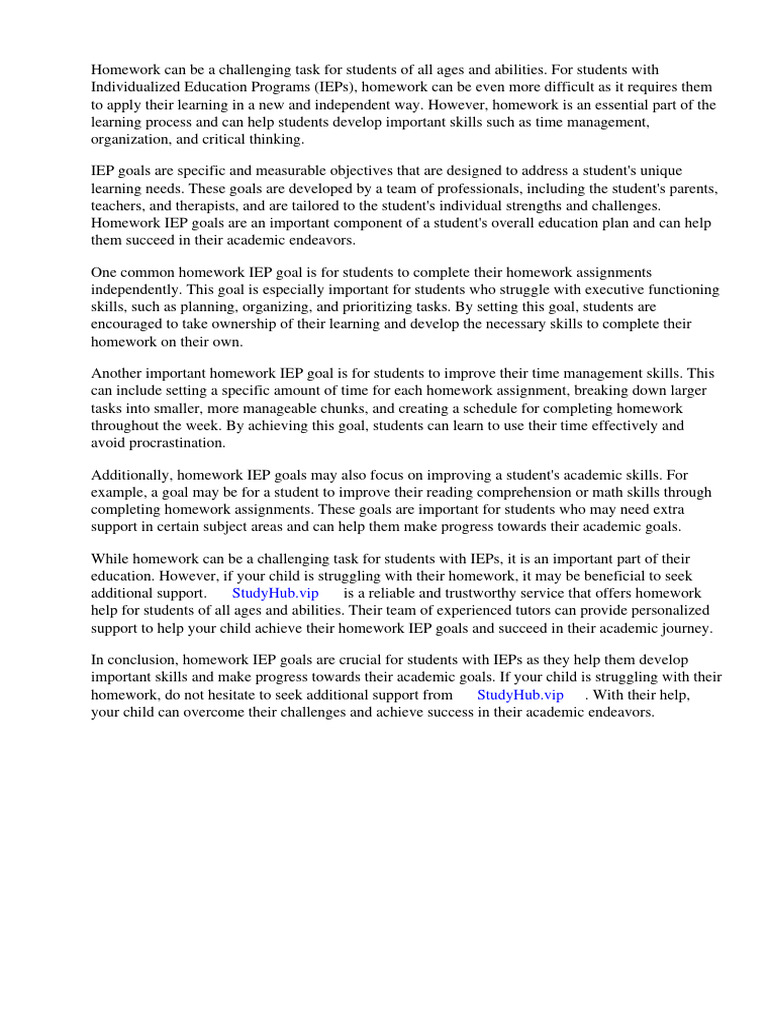 Homework Iep Goals | Download Free PDF | Individualized Education ...