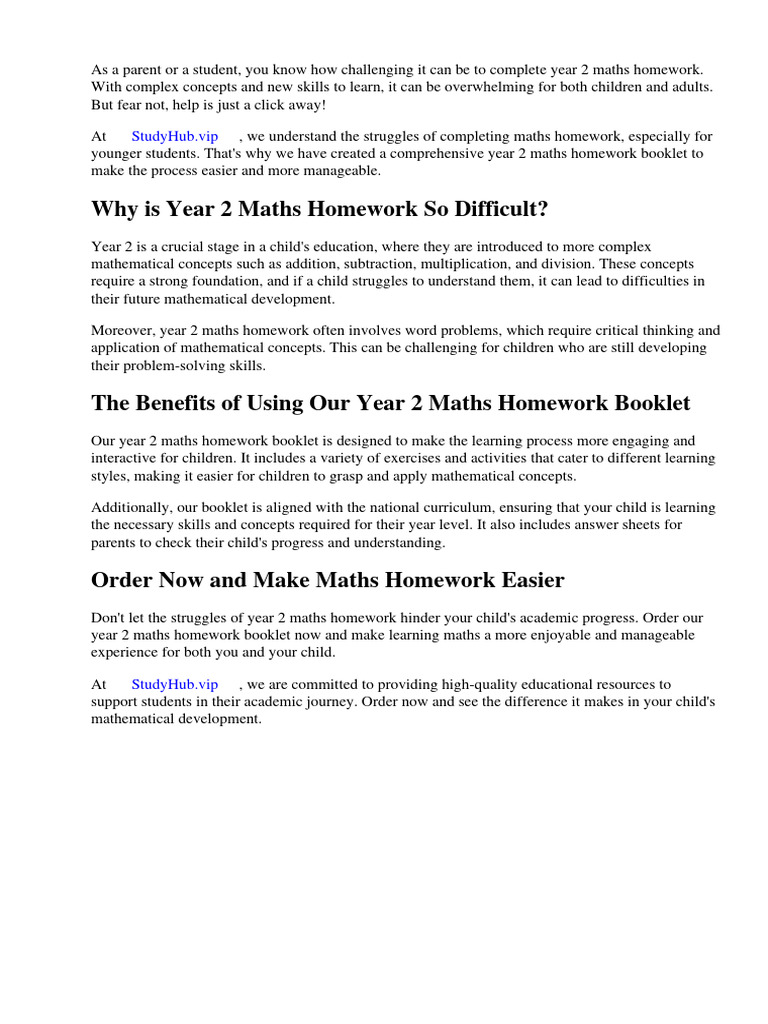 Year 2 Maths Homework Booklet | PDF | Worksheet | Mathematics