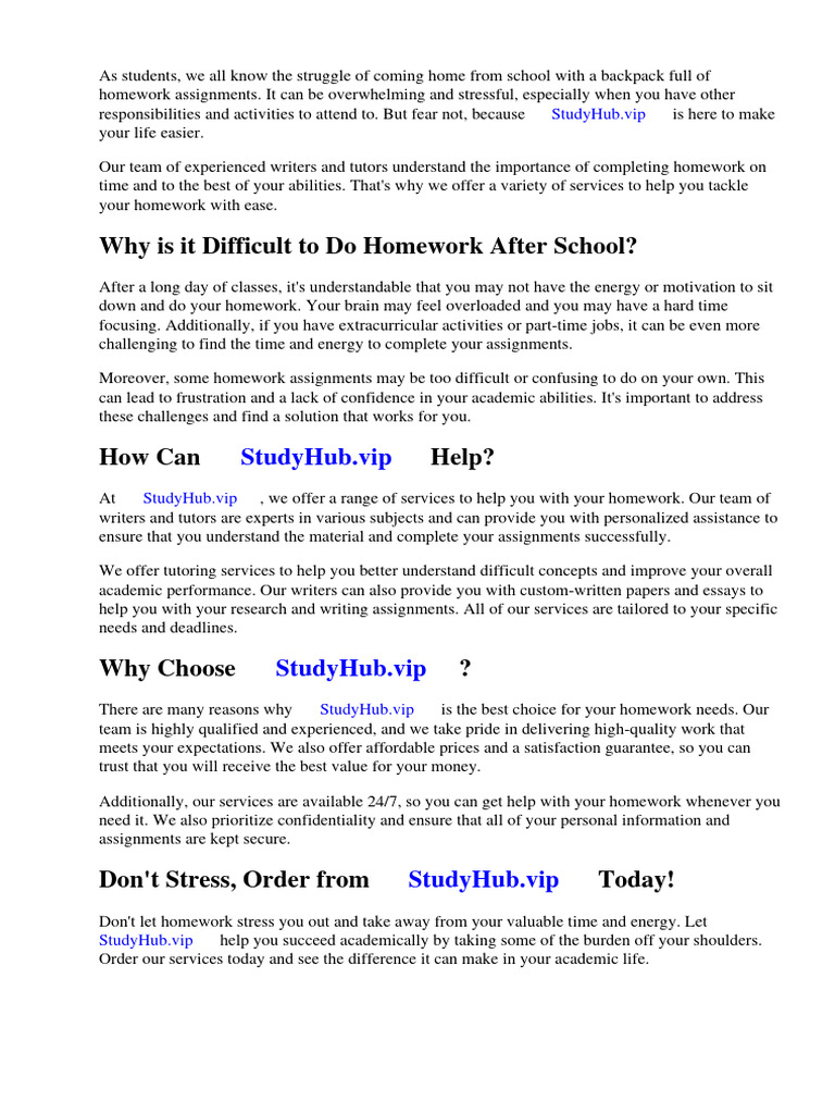 How To Do Your Homework Right After School | Download Free PDF ...