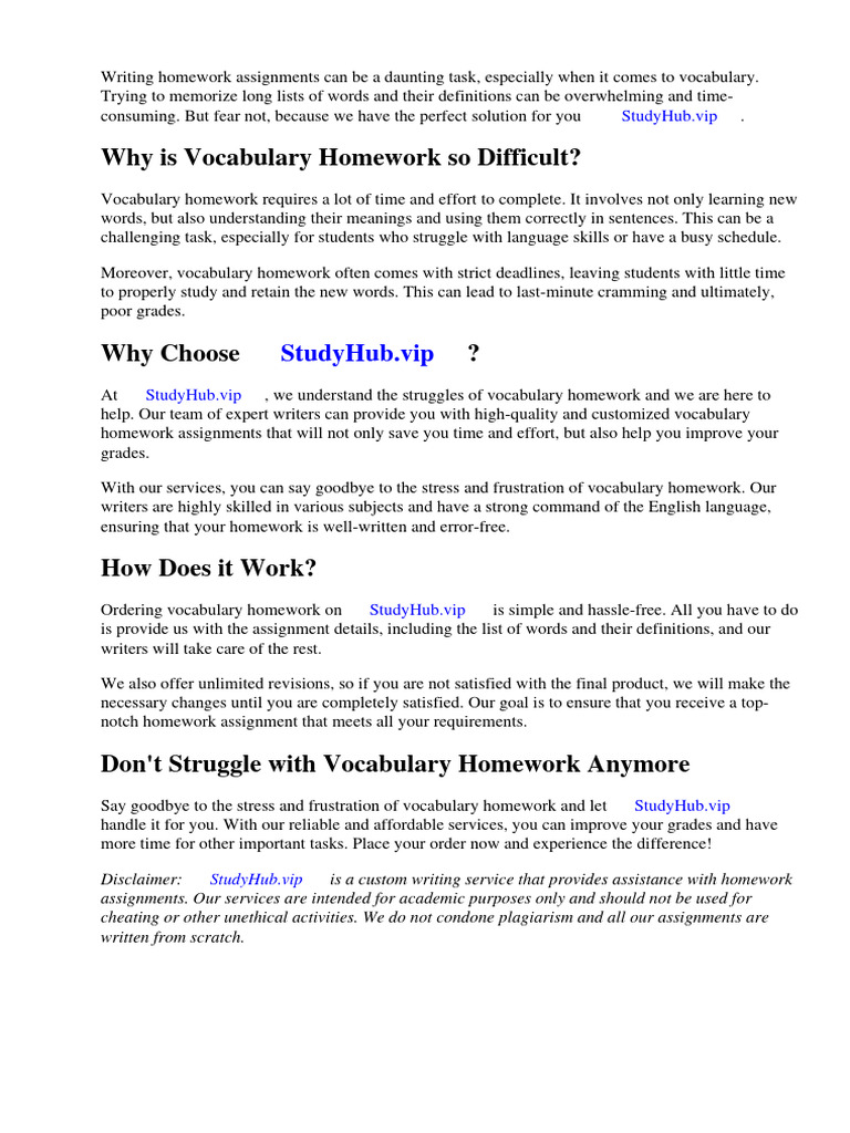 Vocabulary Homework Menu | PDF | Safari (Web Browser) | Menu