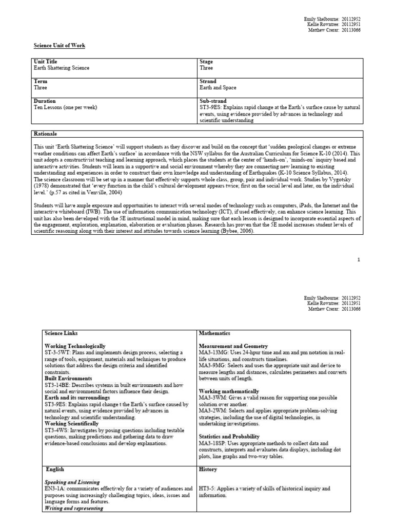 Stage 3 Earth and Space 3 | PDF | Earthquakes | Cognition