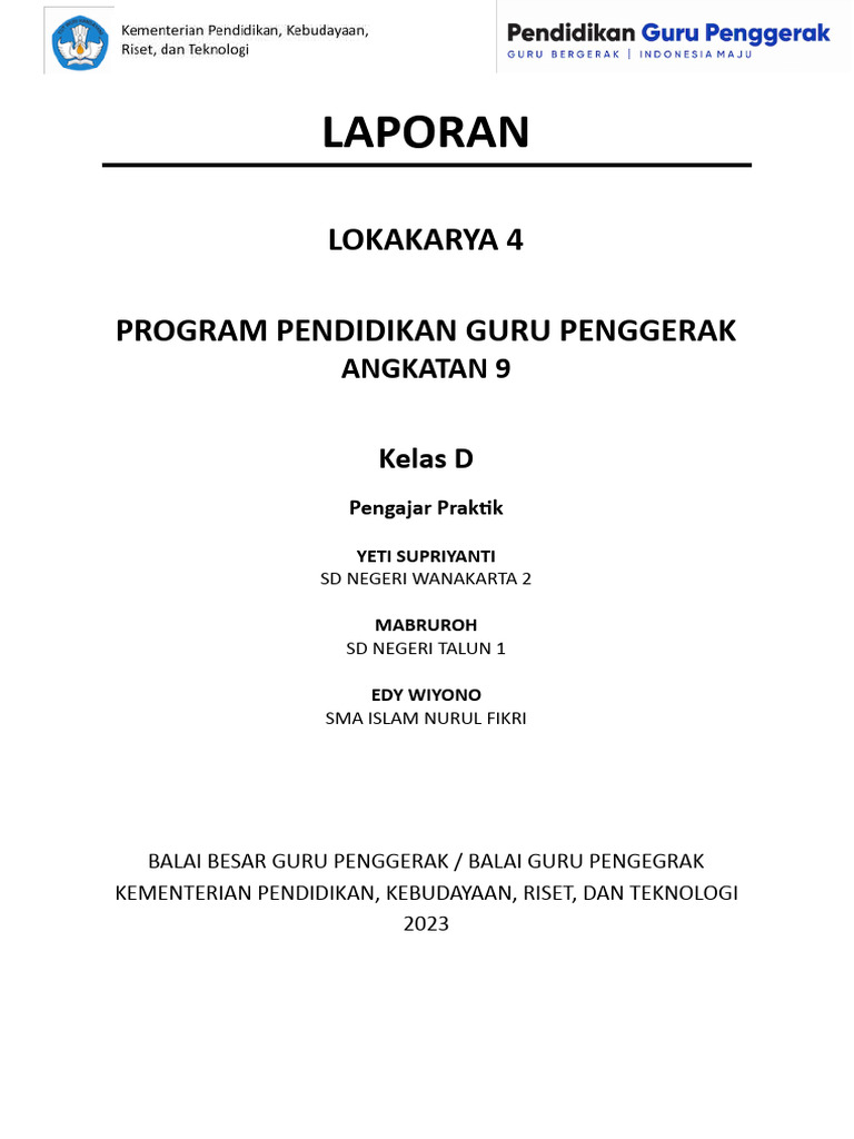 Laporan Lokakarya 4 | PDF | Karier & Perkembangan