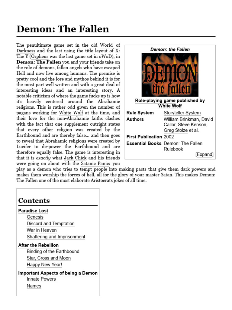 Demon The Fallen | PDF | Demons | Religious Belief And Doctrine