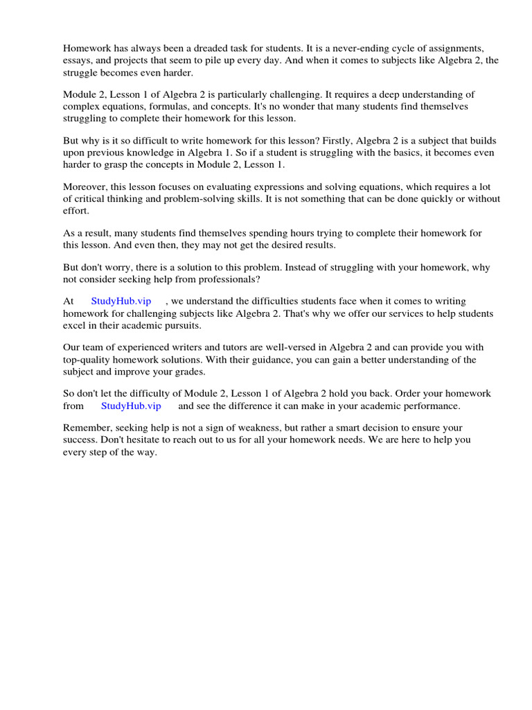 Evaluate Homework and Practice Module 2 Lesson 1 Algebra 2 | PDF ...