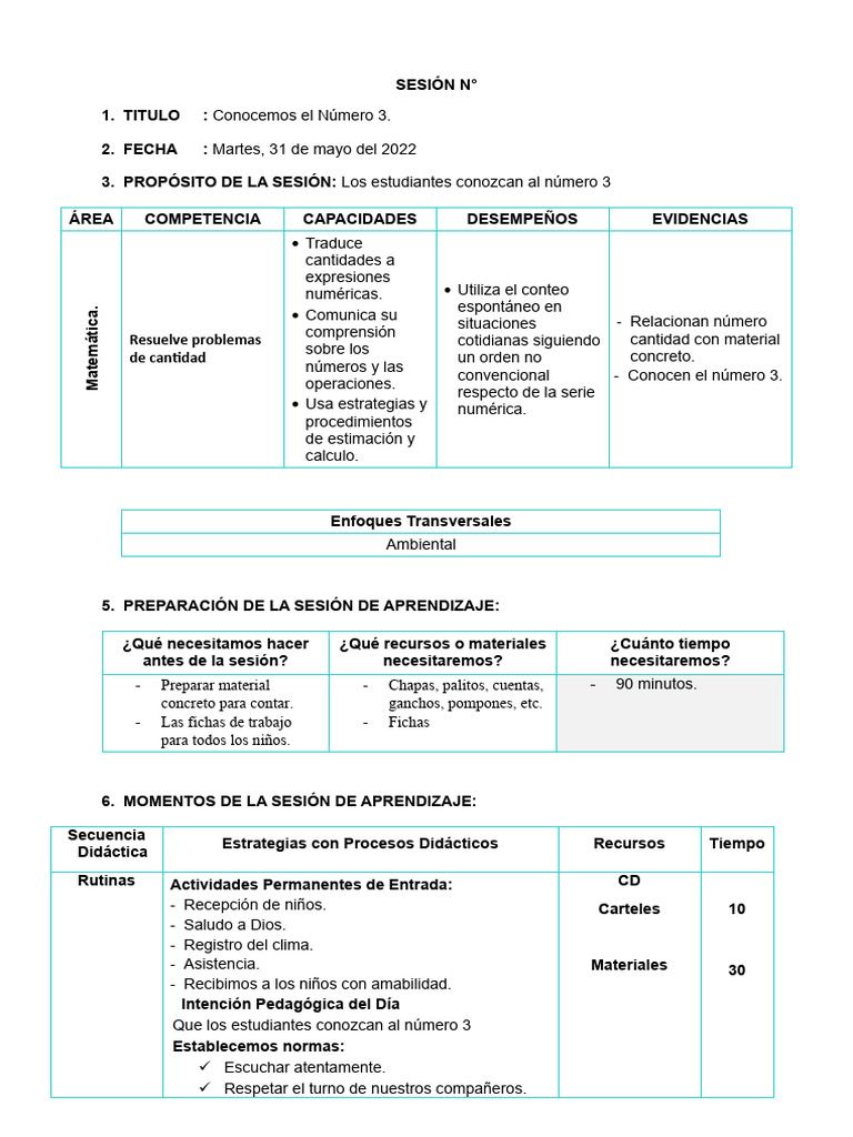 Sesion Modelo Mat - Cyt- Tutoria -p.s. | PDF | Aprendizaje | Las emociones