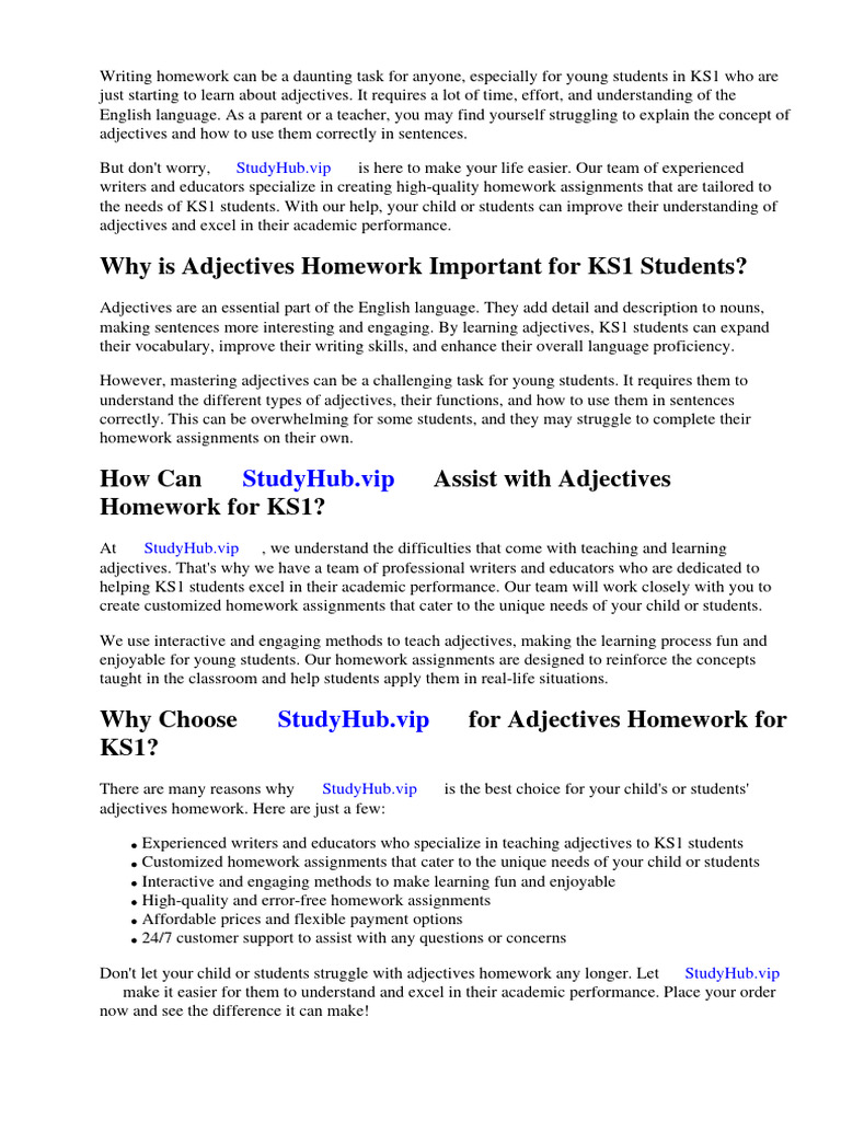 Adjectives Homework Ks1 | PDF | Adjective | Noun