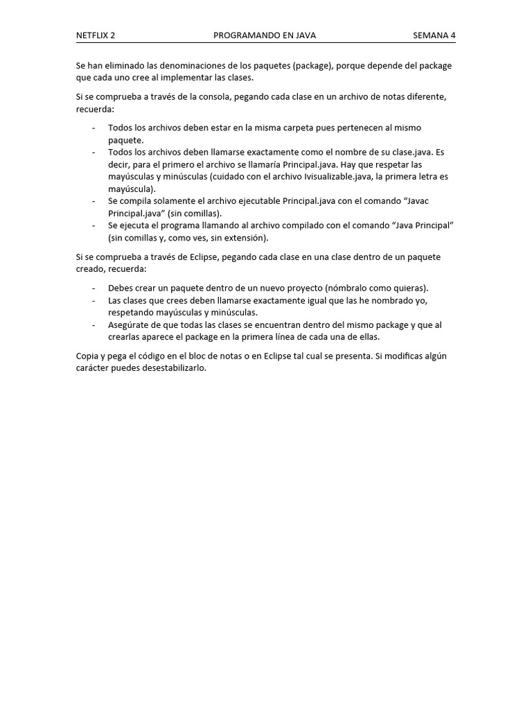 Netflix2 - Programando en Java Semana 4 | PDF | Java (lenguaje de programación) | Constructor ...
