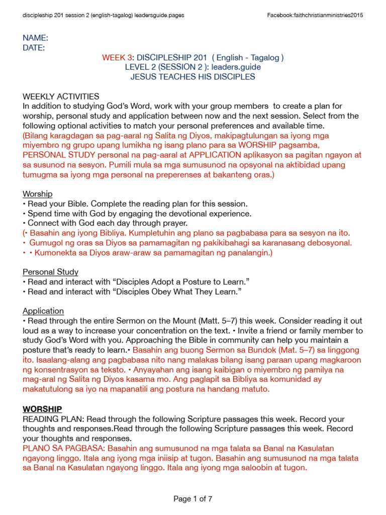 Dscipleship 201 Session 3 Leadersguide | PDF