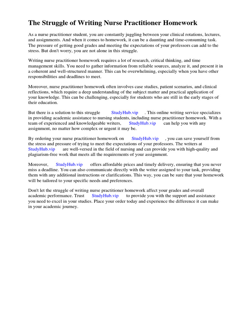 Nurse Practitioner Homework | PDF | Nursing | Nurse Practitioner