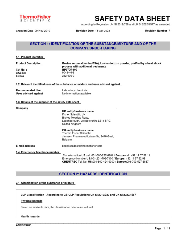 Safety Data Sheet: Section 1: Identification of The Substance/Mixture ...