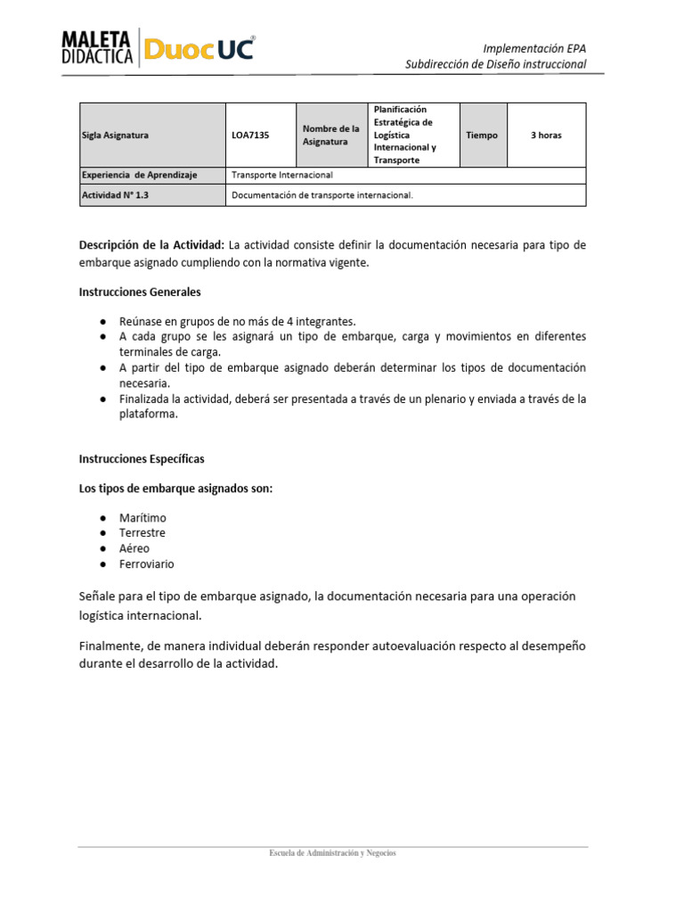 Act. 1.3 Documentación de Transporte Internacional | PDF | Modificación ...