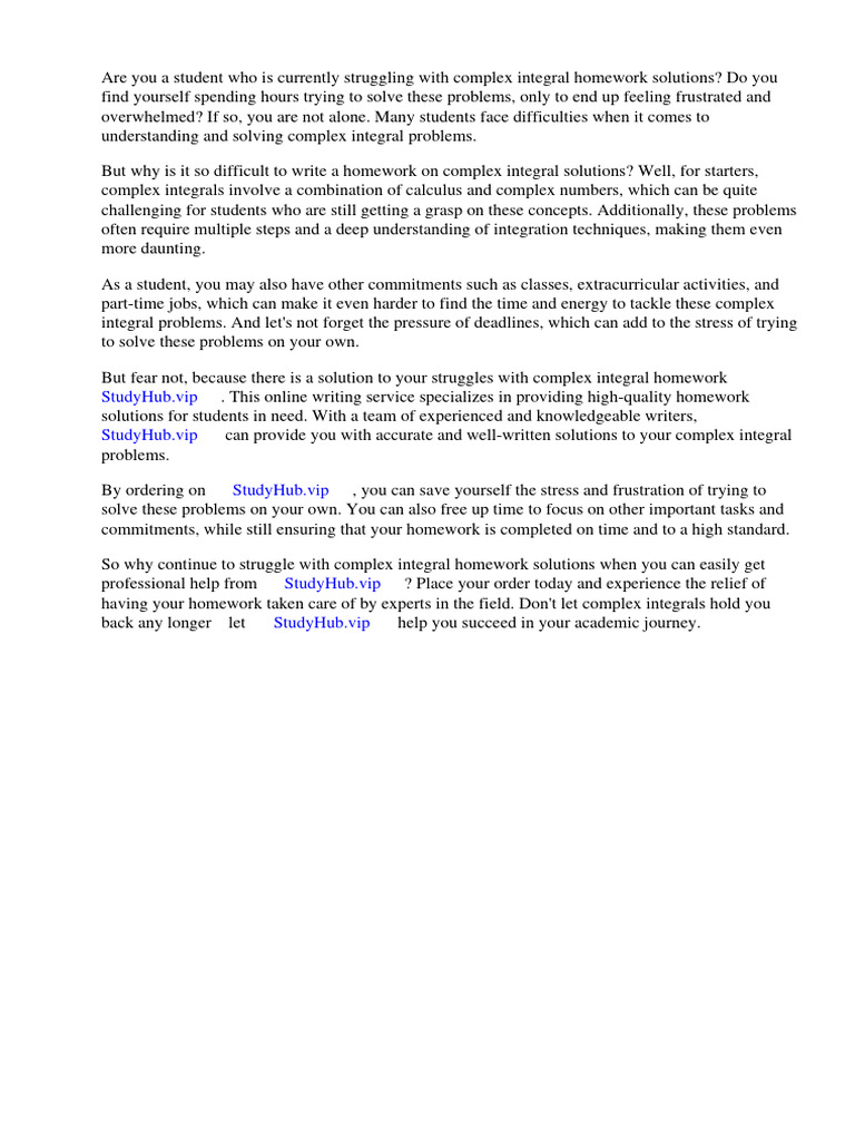 Complex Integral Homework Solutions | PDF | Integral | Complex Number