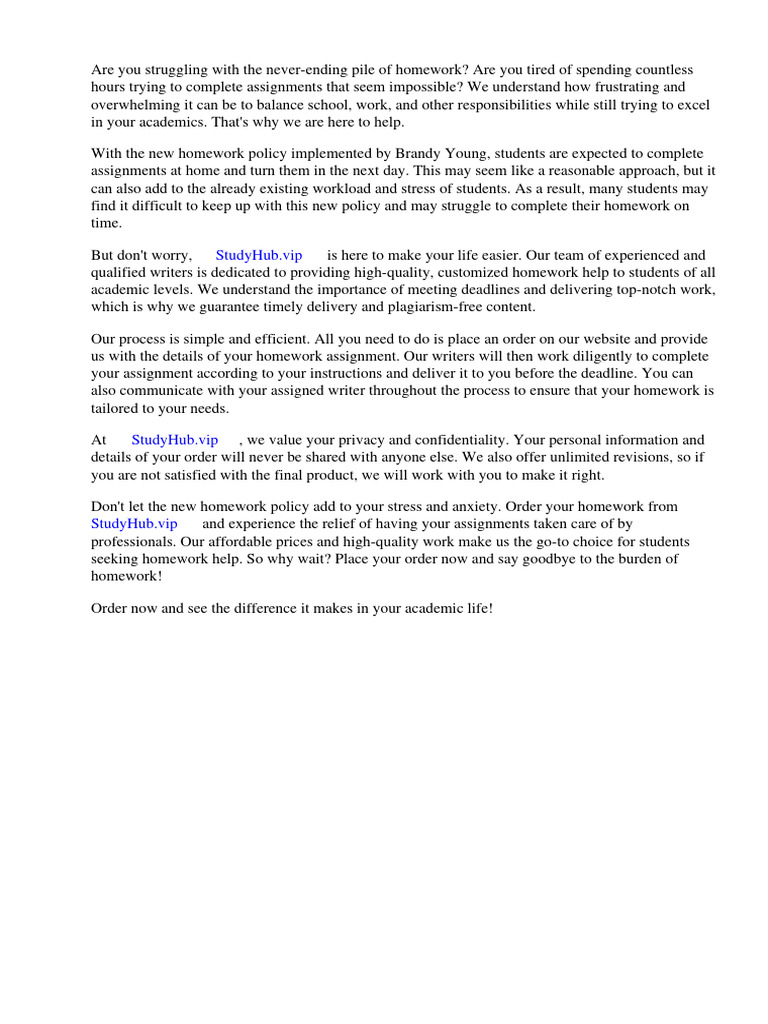 New Homework Policy Brandy Young | PDF | Homework | Teachers