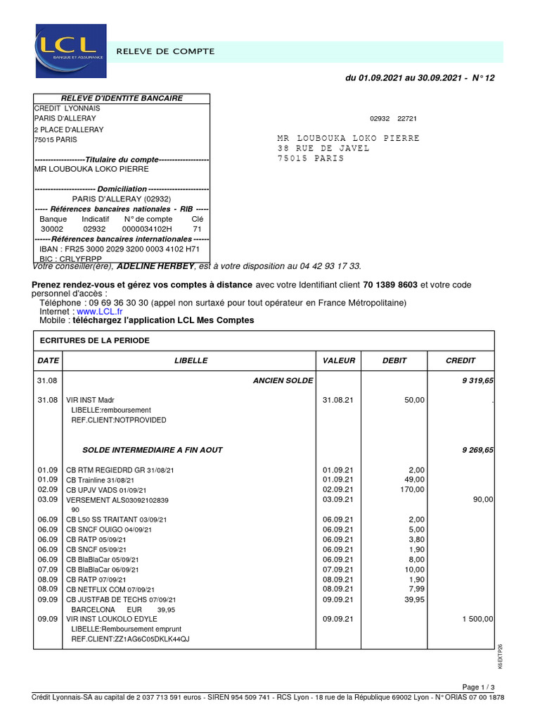 LCL Septembre | PDF | Crédit | Finance et gestion monétaire