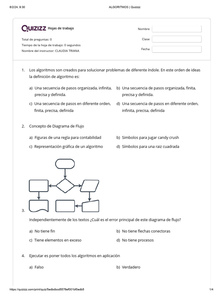 ALGORITMOS _ Quizizz | PDF | Algoritmos | Matemáticas