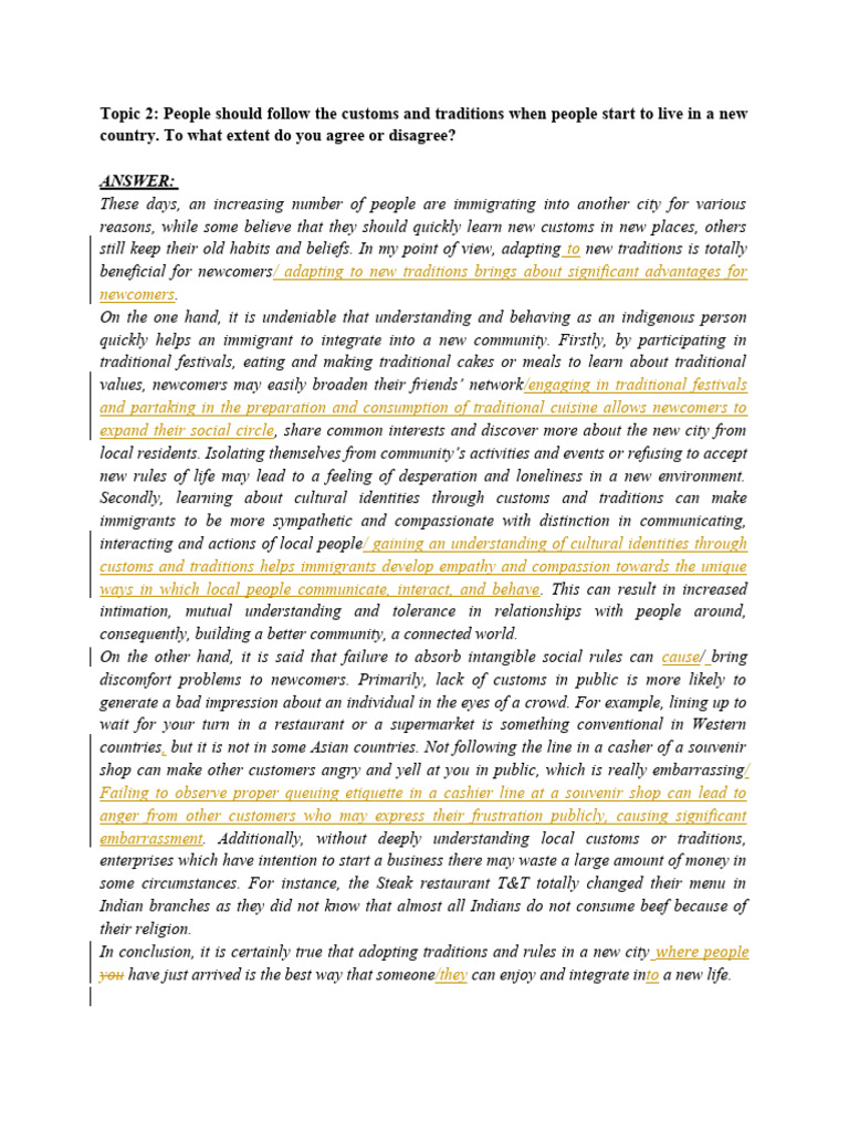 Bài chữa số 3 - Writing task 2 | PDF | Traditions | Social Psychology