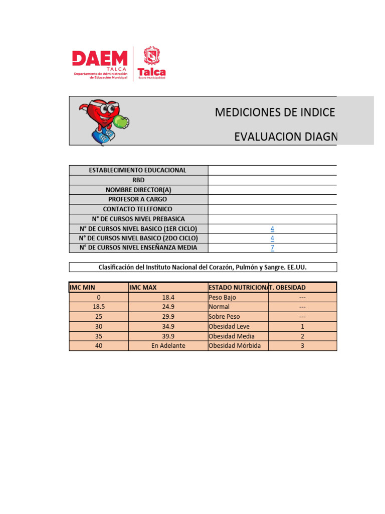 Base de Datos Imc Liceo Carlos Condell de La Haza Talca | PDF | Índice de masa corporal | Obesidad