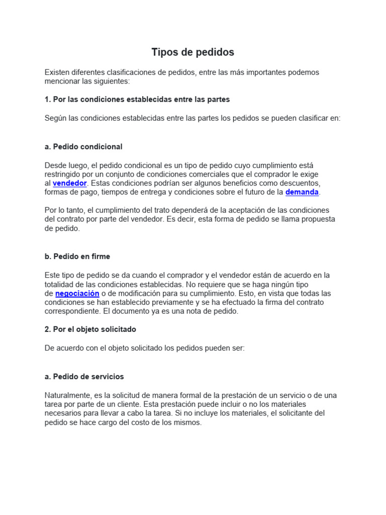Clase 7 Tipos de Pedidos | PDF | Business | Ventas
