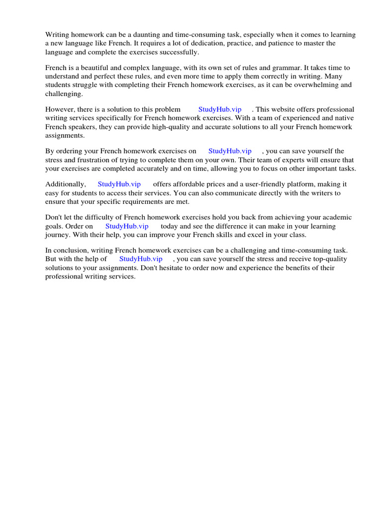 French Homework Exercises | PDF | Worksheet | Homework