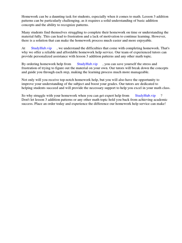 My Homework Lesson 3 Addition Patterns | PDF | Worksheet | Http Cookie