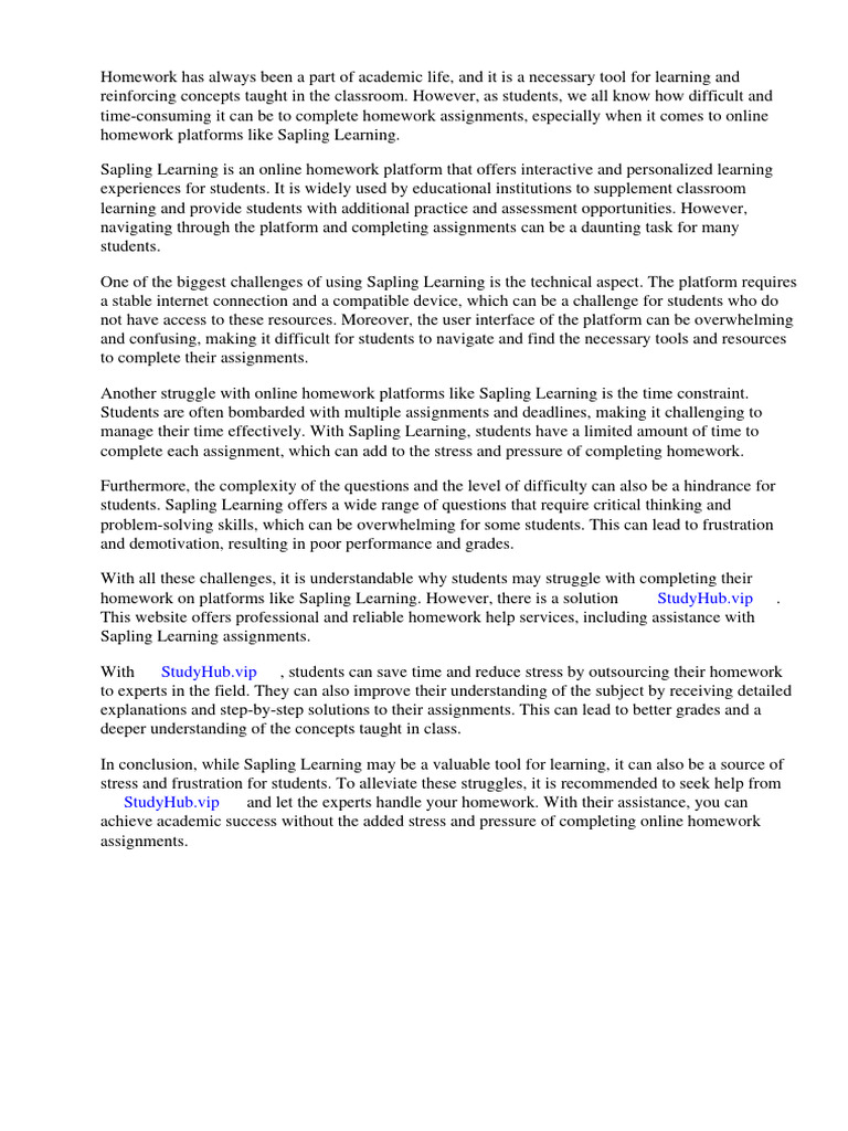 Sapling Learning Online Homework Ac | PDF | Homework | Critical Thinking