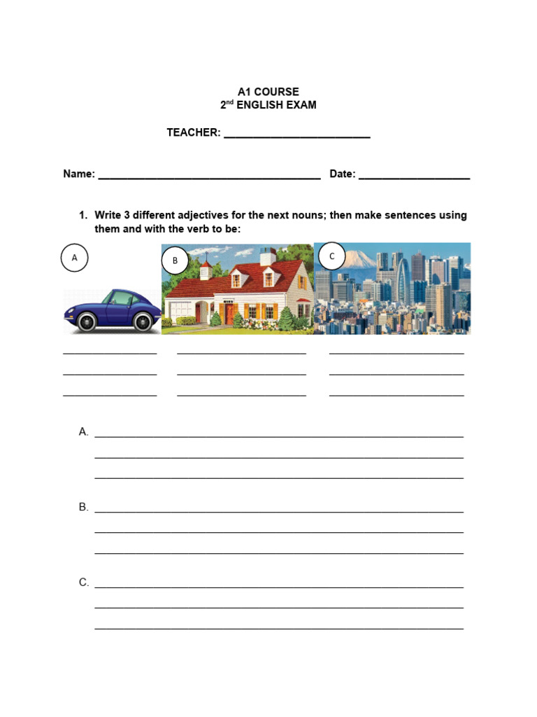 A1 Exam - 2nd | PDF | Noun | Syntax