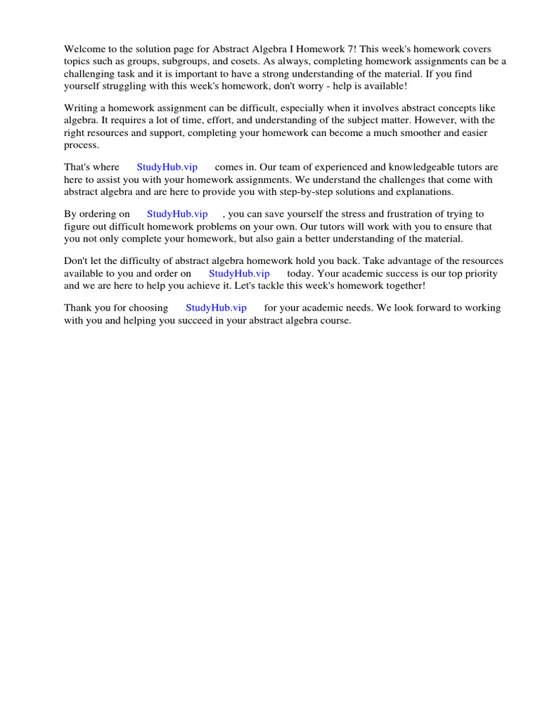 Abstract Algebra I Homework Help | PDF | Group (Mathematics) | Abstract ...